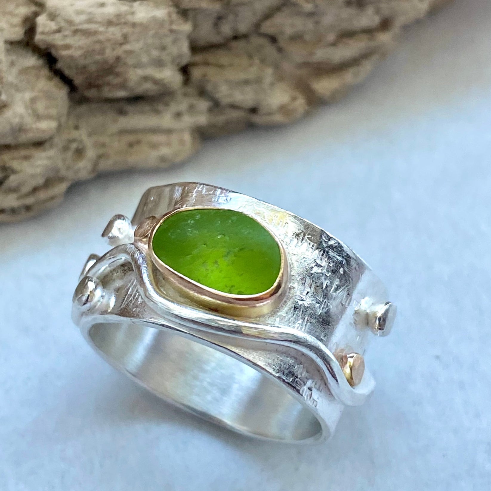 Sea Glass Ring | The Sea Glass Trio of Stacking Rings – Kate Samson Design