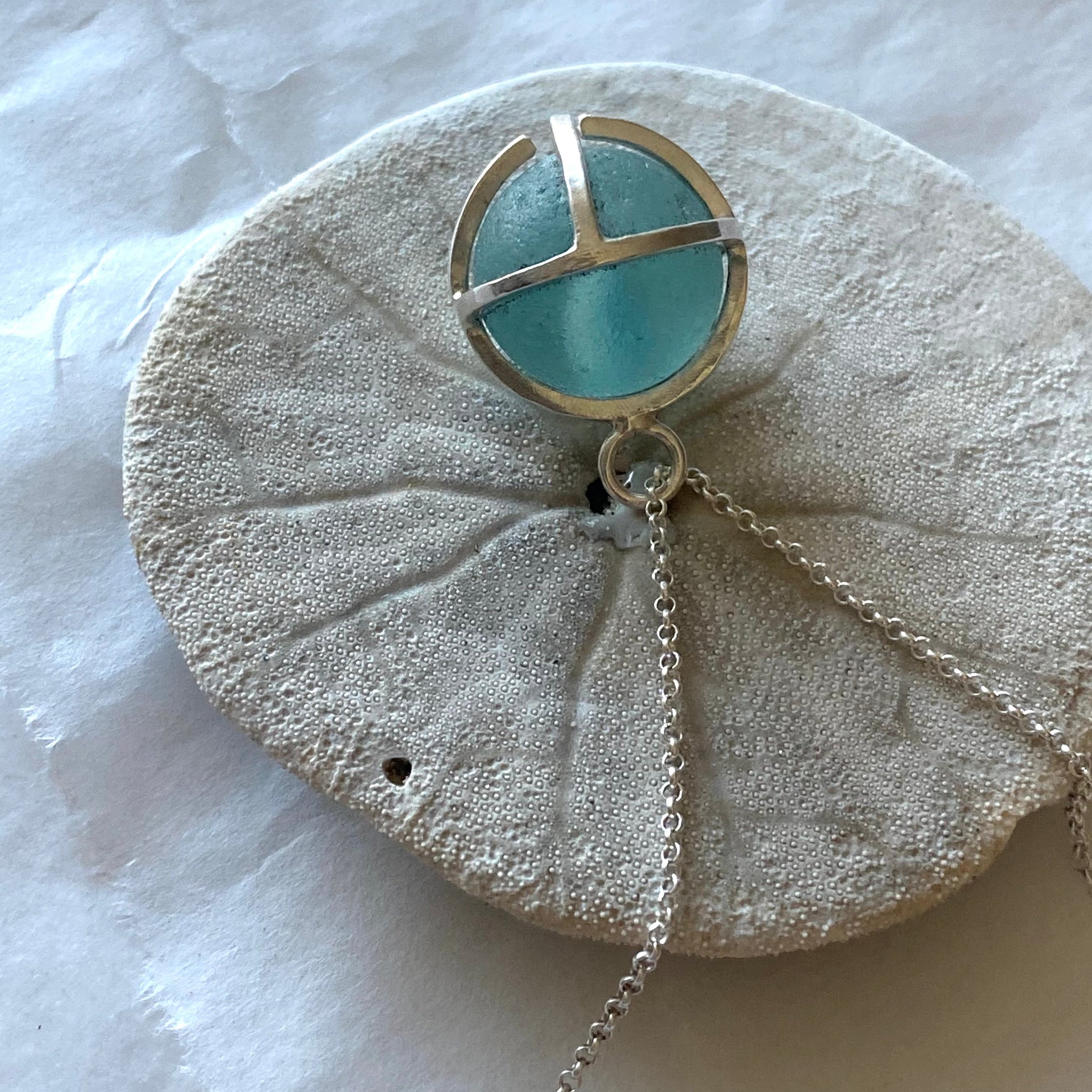 The Caged Pendant with Sea Glass Marble – Kate Samson Design