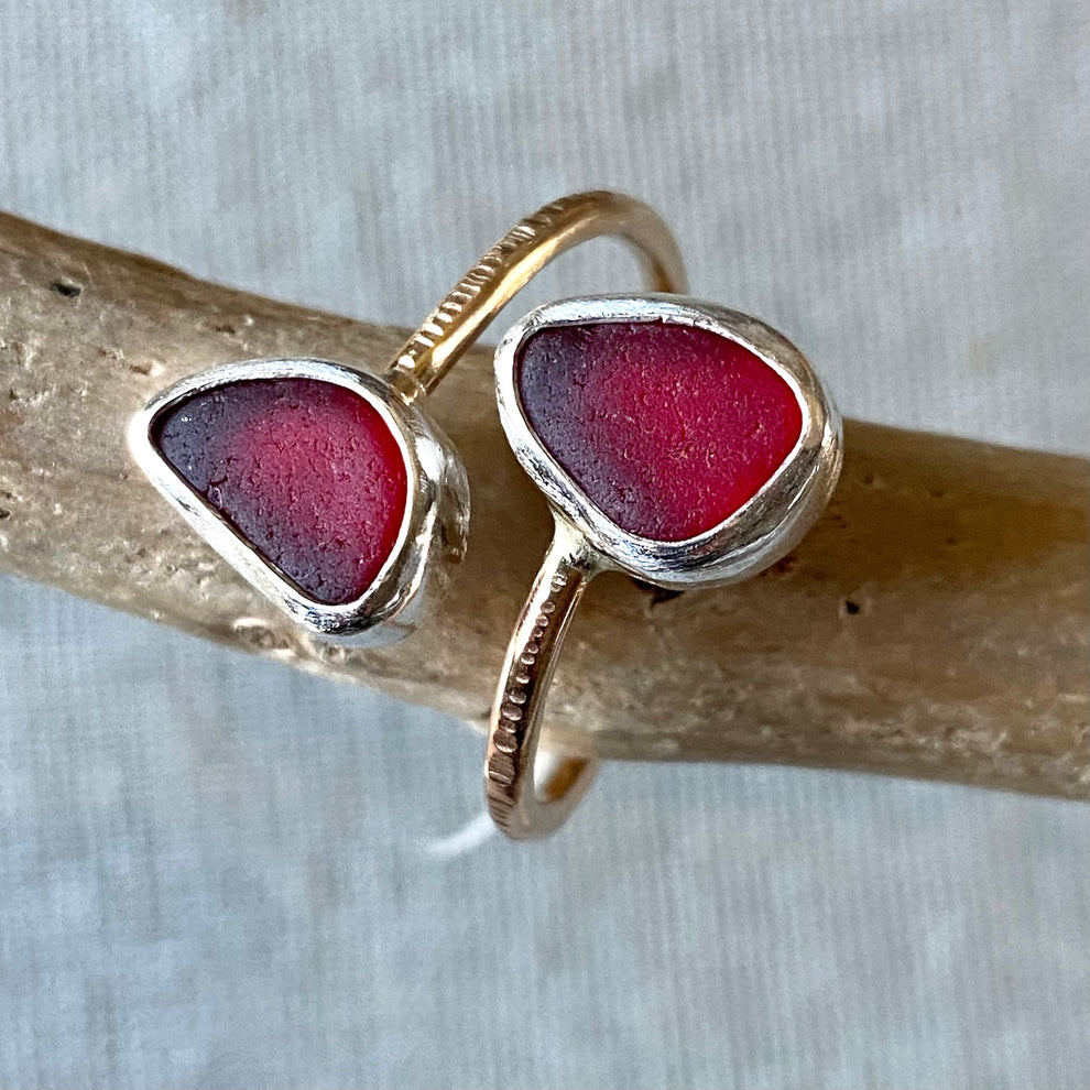 The Balance Ring | Sea Glass Ring with Gold Band – Kate Samson Design