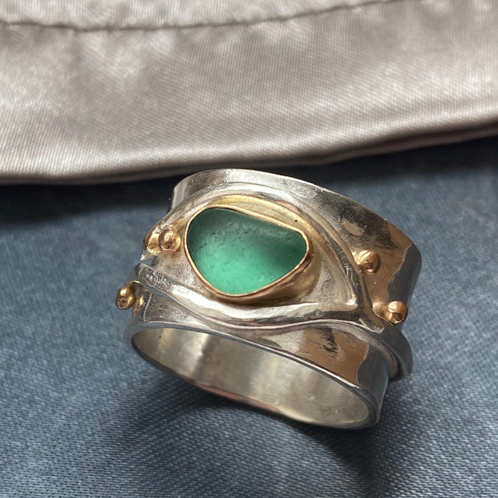 Sea Glass Ring | The Sea Glass Trio of Stacking Rings – Kate Samson Design